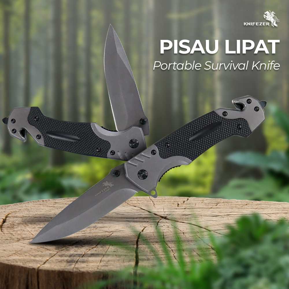 Jual KNIFEZER Pisau Lipat EDC Stainless Steel Survival Outdoor