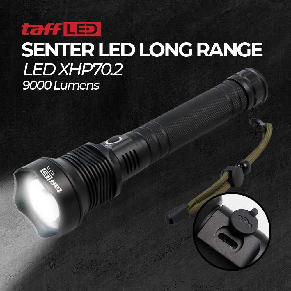 Jual TaffLED Senter LED Long Range Zoom USB Recharge XHP70.2
