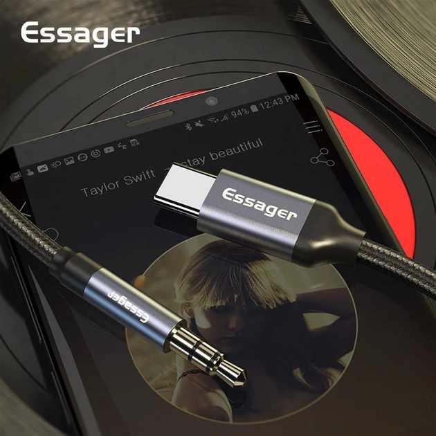 Jual ESSAGER Kabel Audio Braided Cable Type C Male to 3.5mm Jack