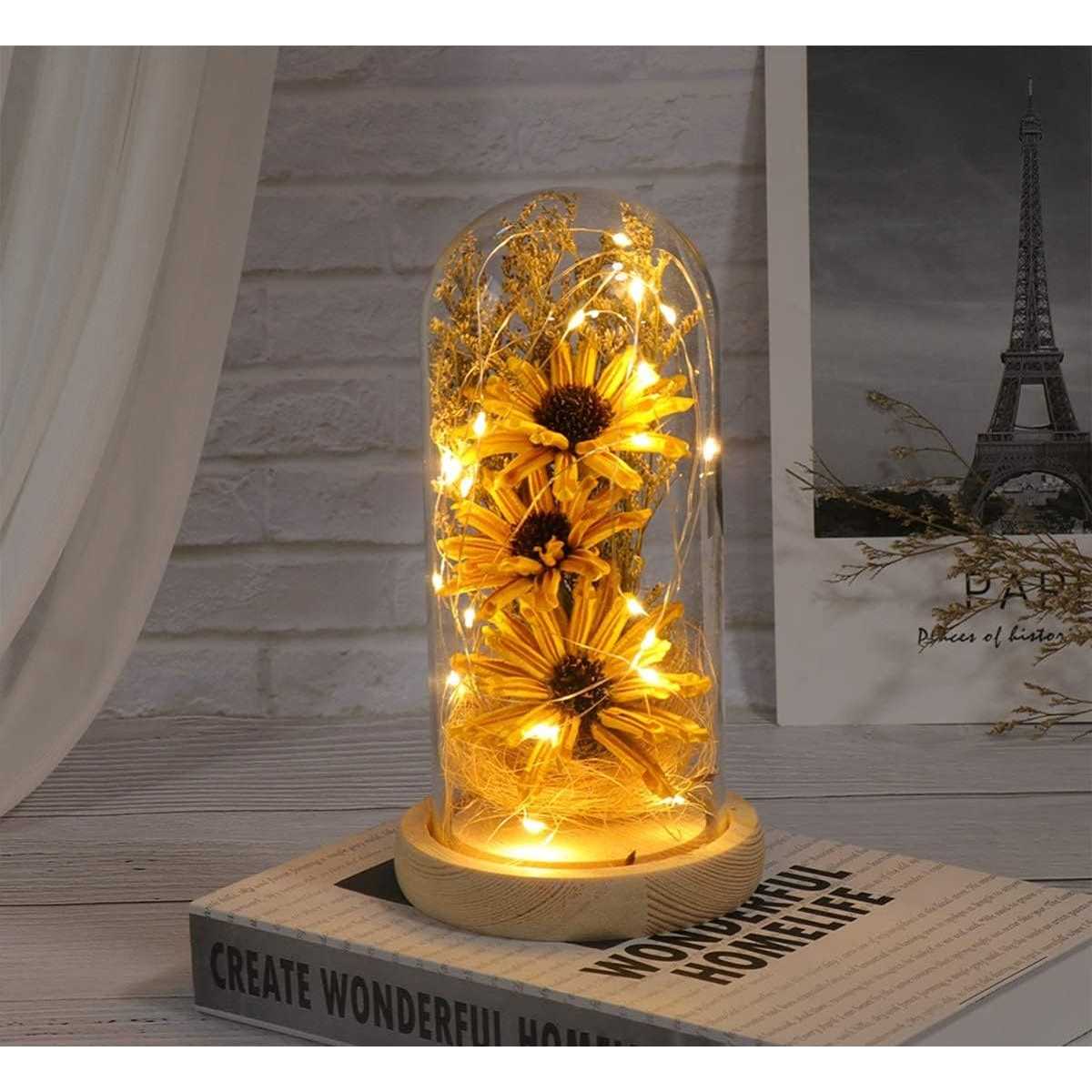Jual TaffHOME Lampu LED Bunga Matahari Dekorasi Sunflower Glass