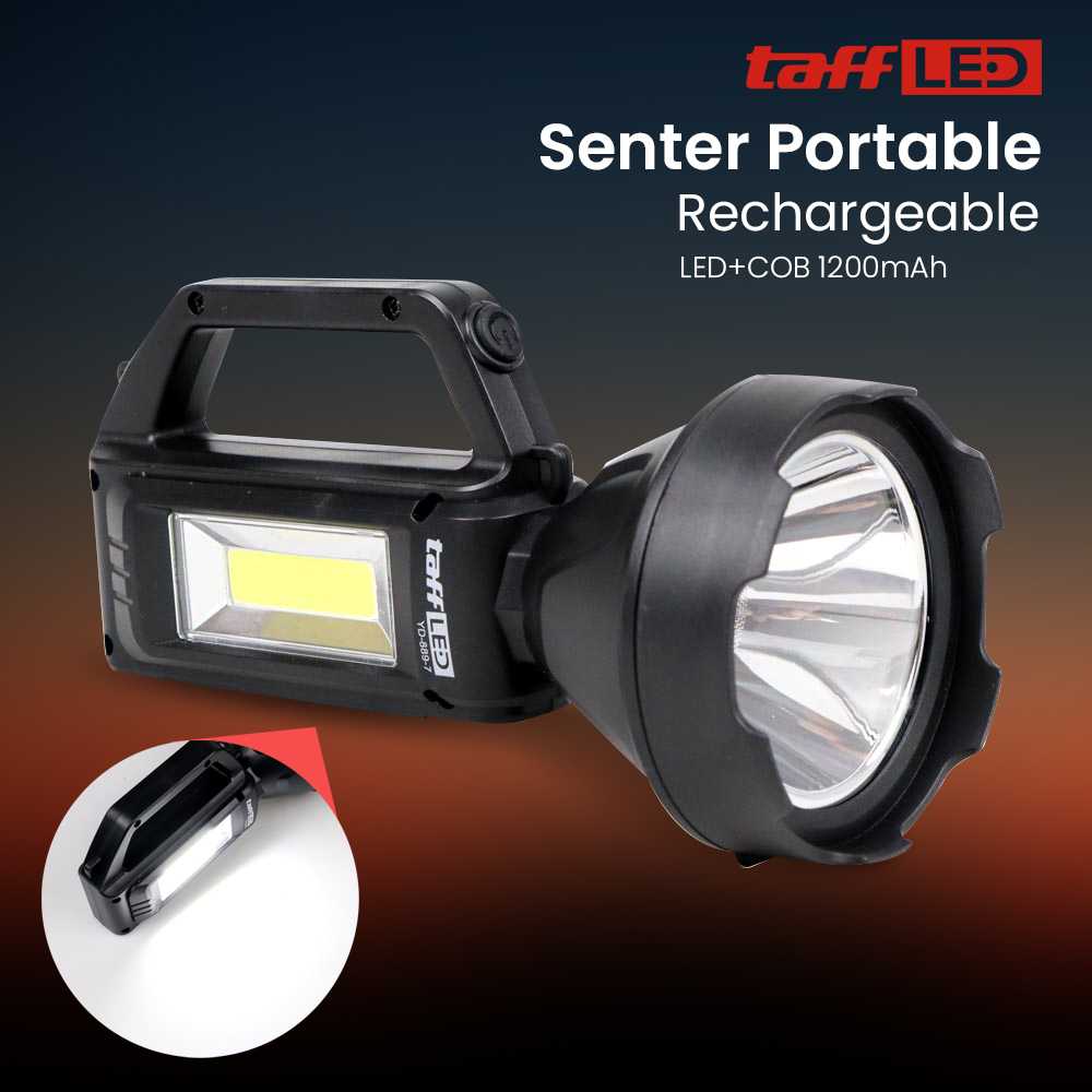 Jual TaffLED Senter Portable Rechargeable LED dan COB 1200mAh