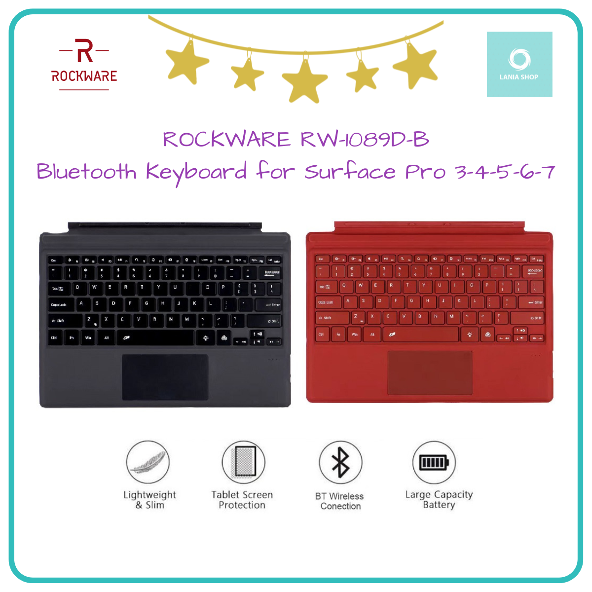 Jual ROCKWARE RW-1089D-B - Magnetic Wireless Keyboard Surface