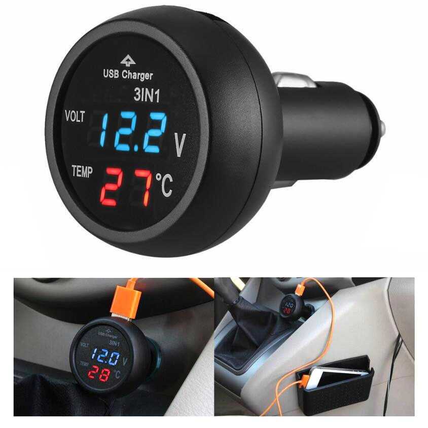 Jual VST Car Charger Mobil Voltmeter Thermometer Digital USB