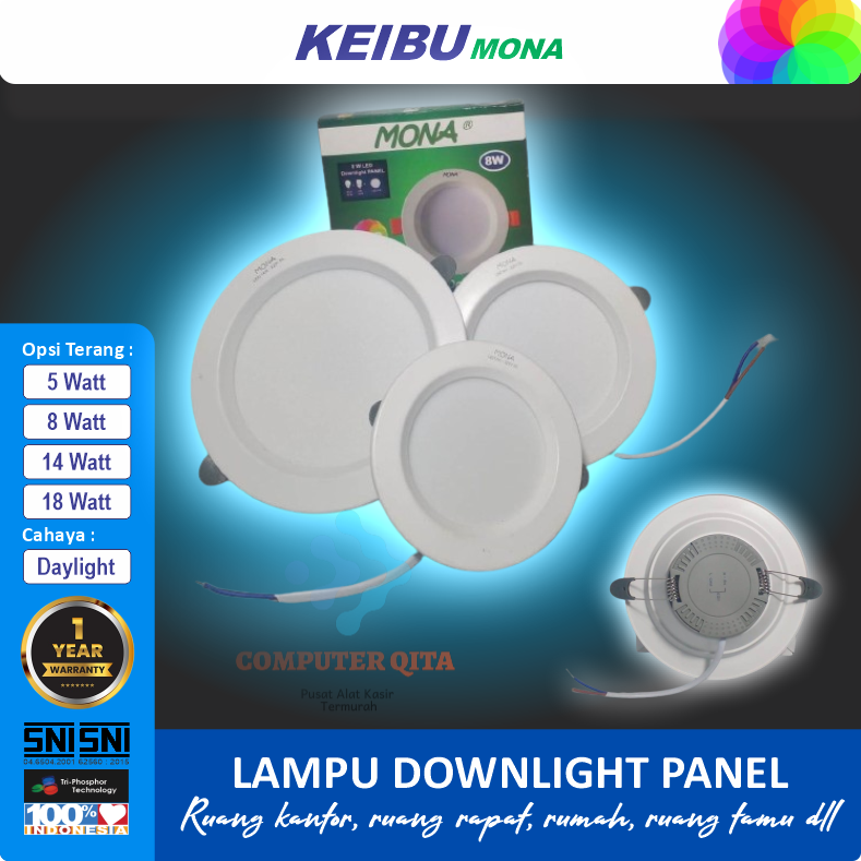 Jual Lampu Plafon LED Downlight Panel Keibu Mona 8 Watt Daylight