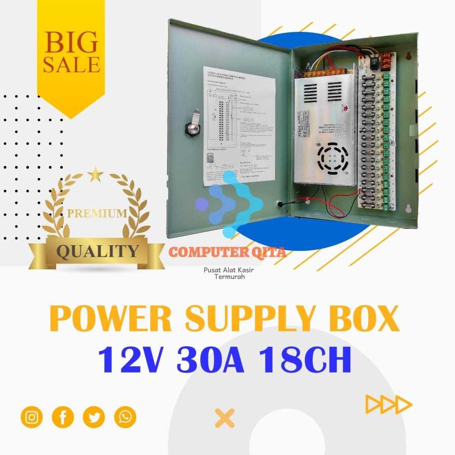 Jual POWER SUPPLY 12V 30A BOX PANEL / ADAPTOR PSU 12V 30A 18CH