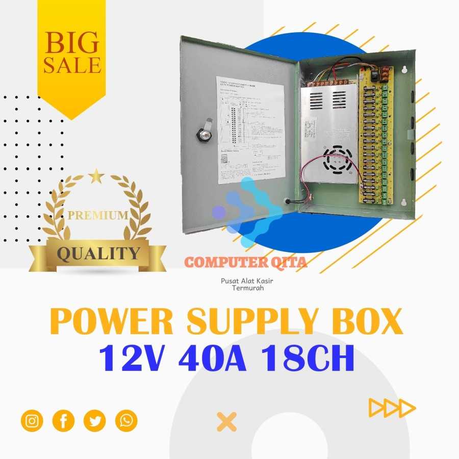 Jual POWER SUPPLY CCTV BOX ADAPTOR 12V 40A 18Ch / PSU box panel