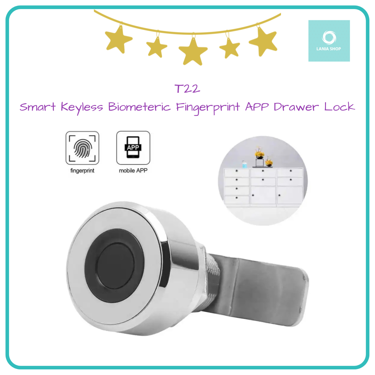 Jual T22 - Smart Keyless Biometeric Fingerprint APP Drawer Lock