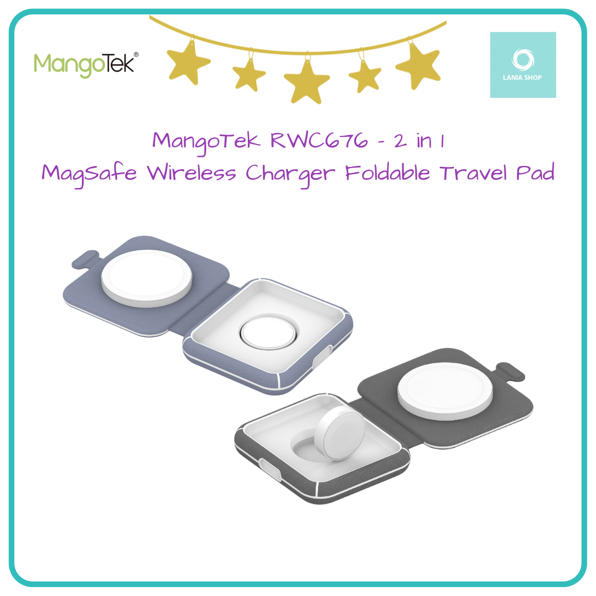 Jual MangoTek RWC676 - 2 in 1 MagSafe Wireless Charger Foldable