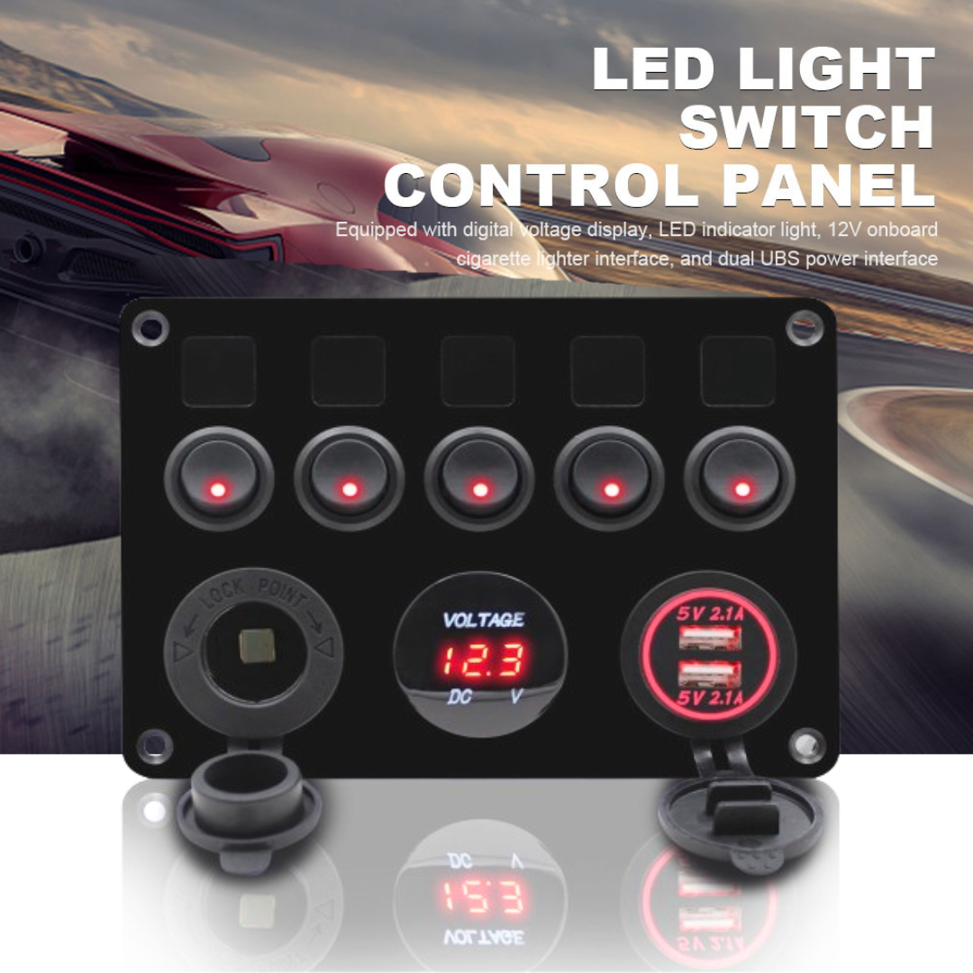 Jual ACCESTING Saklar Panel Mobil RV Yacht 5 Way USB Voltmeter