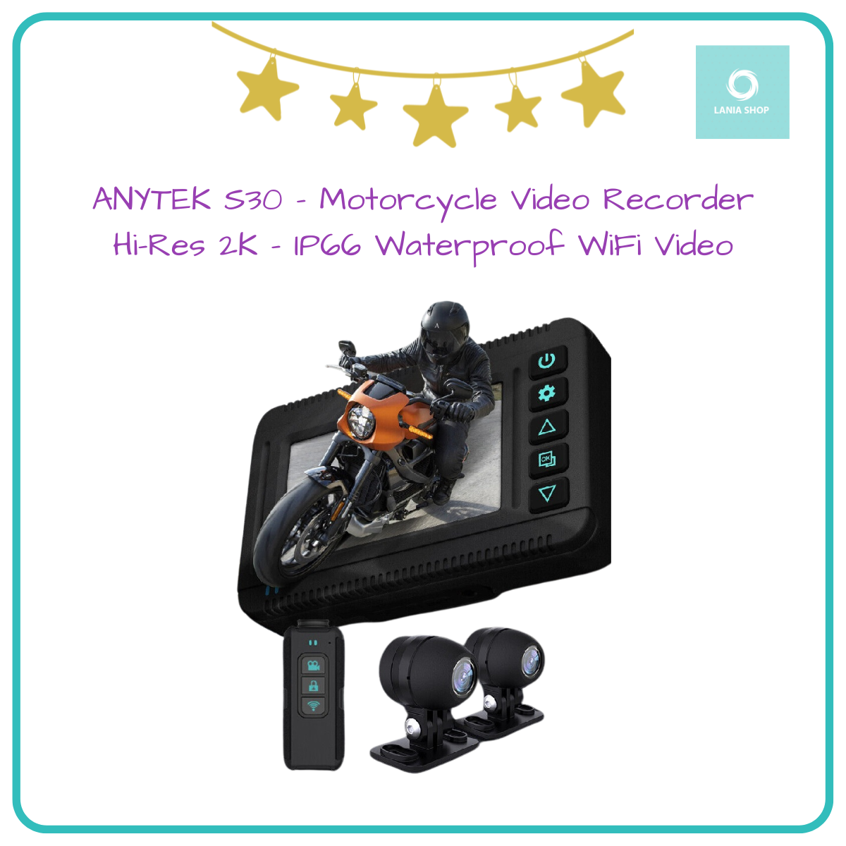 Jual ANYTEK S30 - Motorcycle Video Recorder Hi-Res 2K IP66