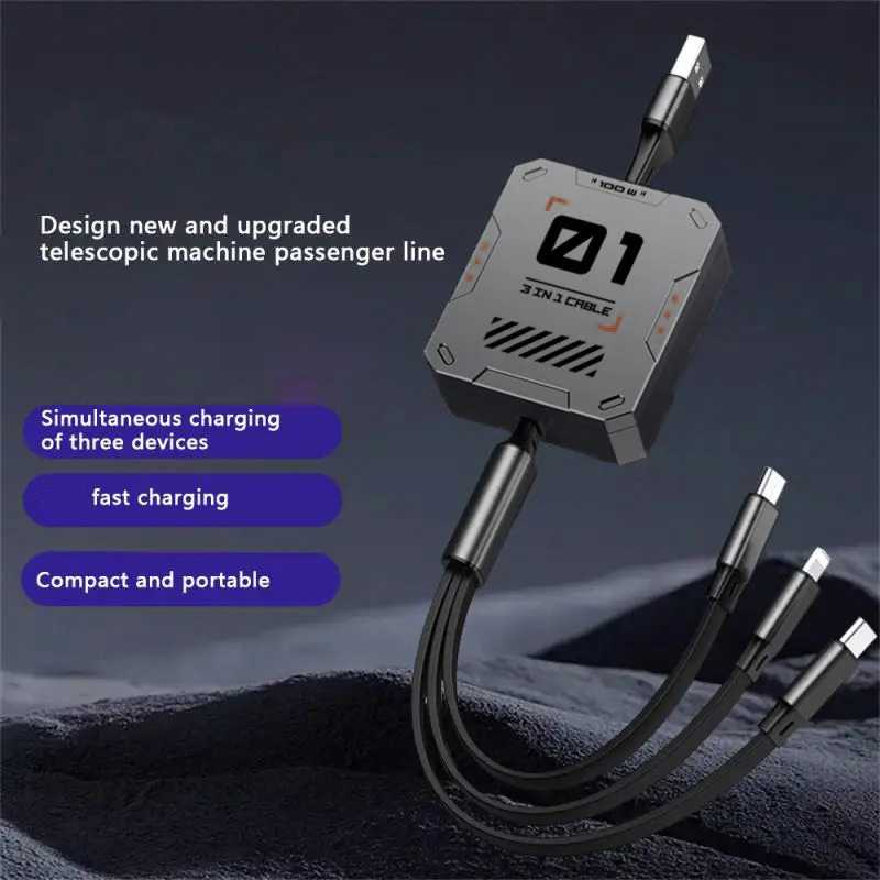 Jual TD Kabel Charger 3in1 Retractable Lightning Micro USB Type