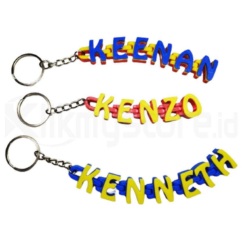 Jual Gantungan Kunci Nama Custom Flexible Timbul Articulated 3D