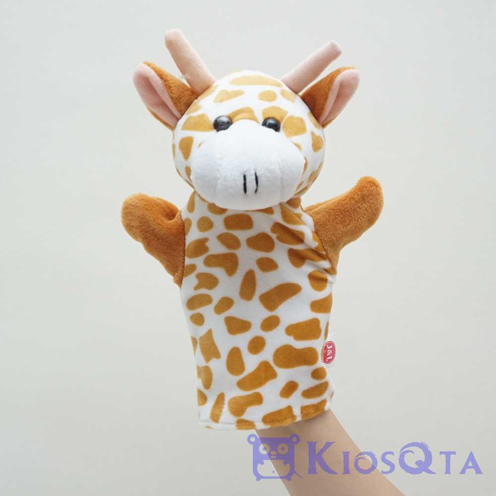 Jual boneka tangan hand puppet jerapah giraffe totol coklat