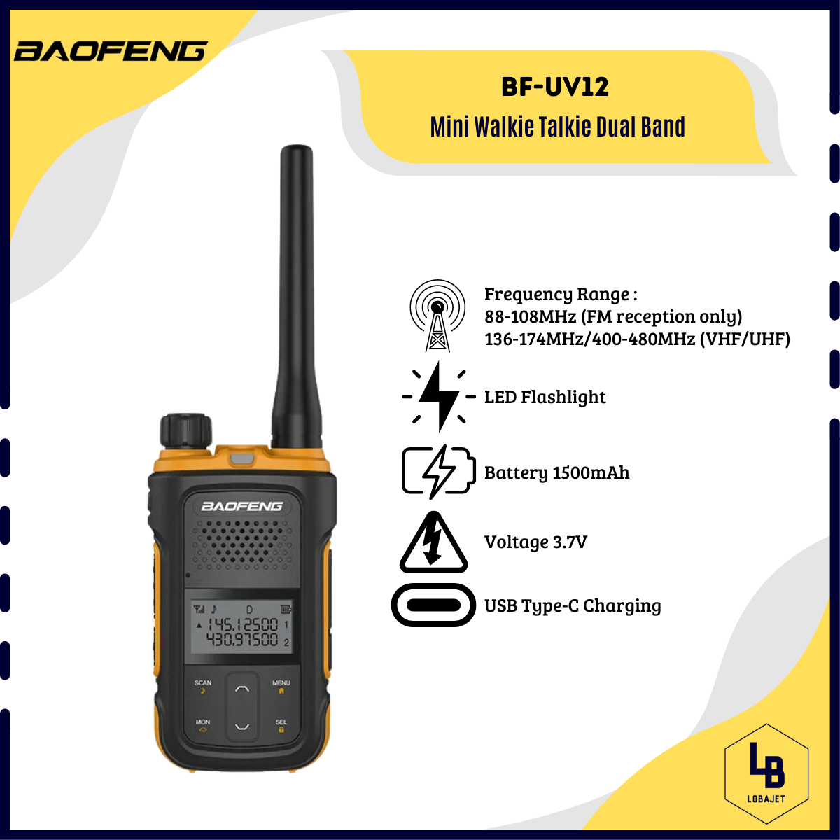 Jual BAOFENG BF-UV12 - Mini Portable Radio Handy Walkie Talkie