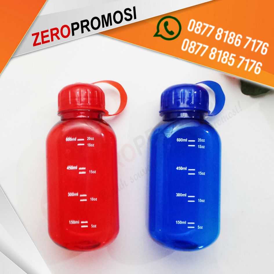 Jual Souvenir Promosi Botol Minum Plastik Segi Empat 600ml