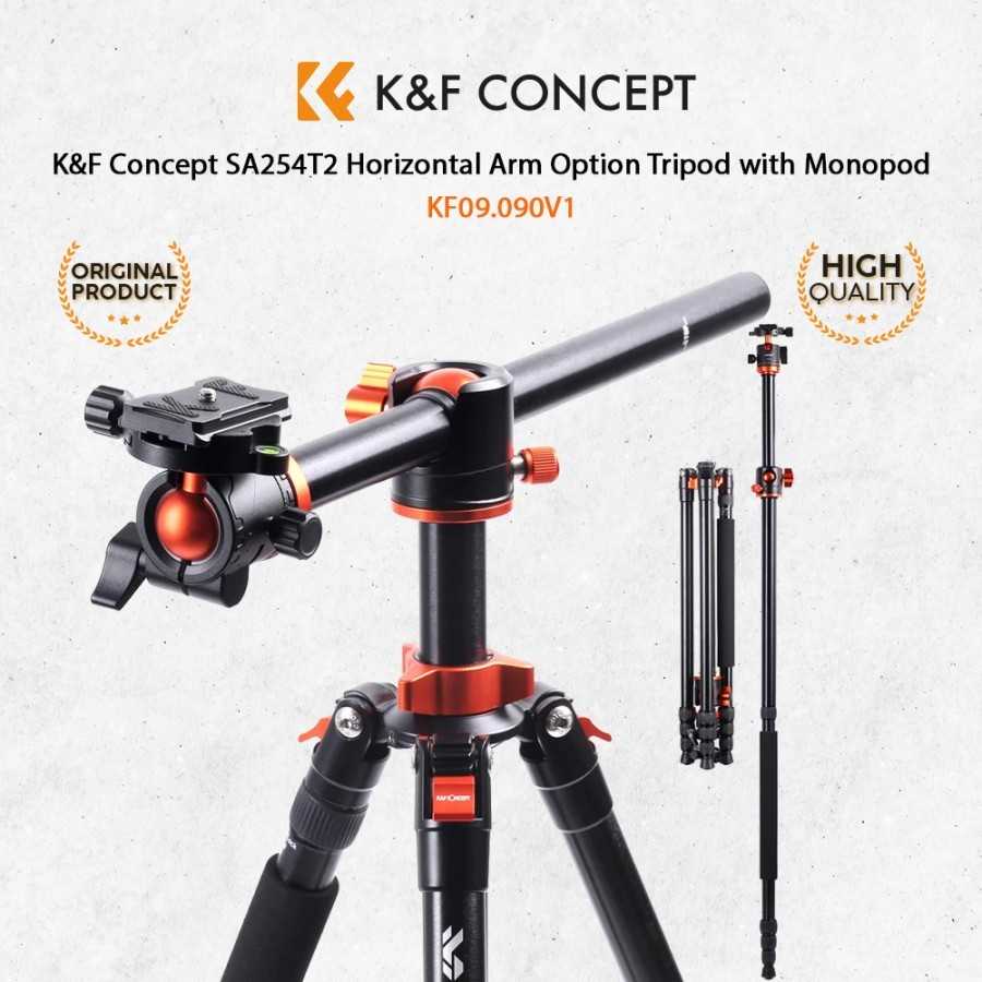 Jual K&F KNF Concept SA254T2 Horizontal Arm Option Tripod with