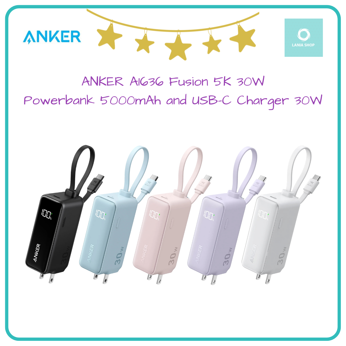 Jual ANKER Fusion 5K 30W - Powerbank 5000mAh and USB-C Charger