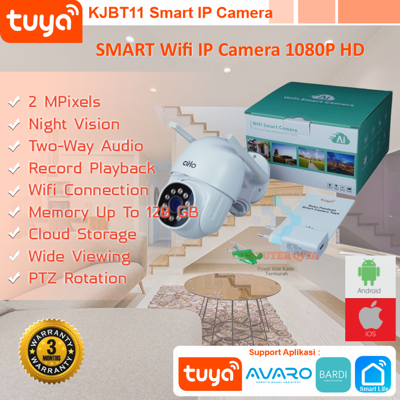 Jual TUYA CIRLO KJBT11 KJB-T11 PTZ Camera CCTV Smart IP Cam CCTV