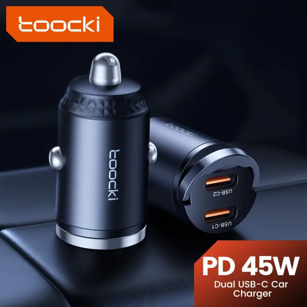 Jual Toocki Charger Mobil Dual Port USB Type C Fast Charging QC