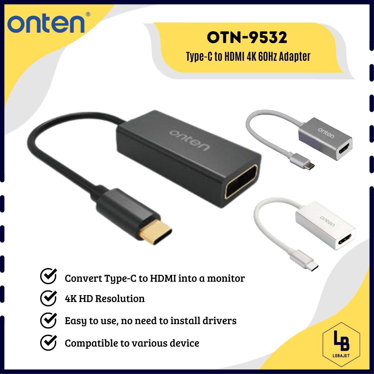 Jual ONTEN OTN-9532 - Type-C to HDMI 4K 60Hz Adapter | Jakmall.com