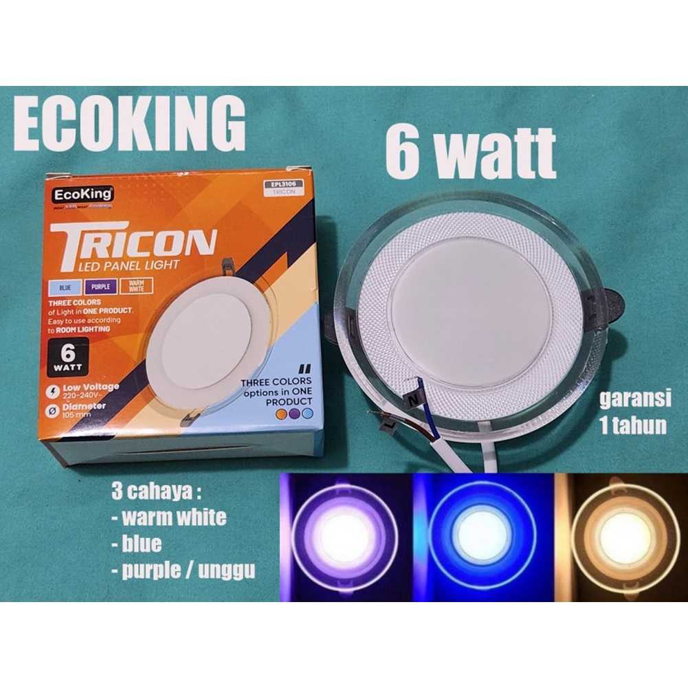 Jual LAMPU DOWNLIGHT 6w LED 3 WARNA WW BLUE PURPLE ceiling