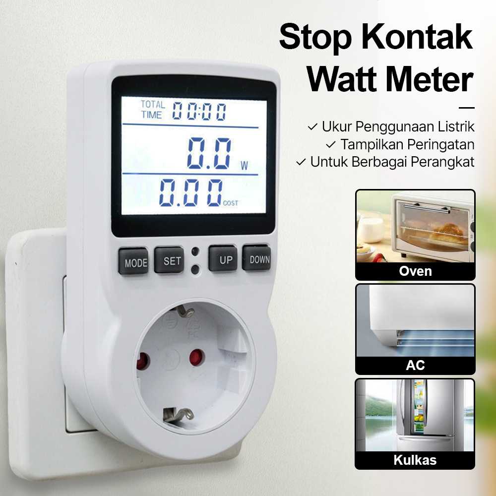 Jual CMS Stop Kontak Watt Meter Overload Cost Alarm Digital