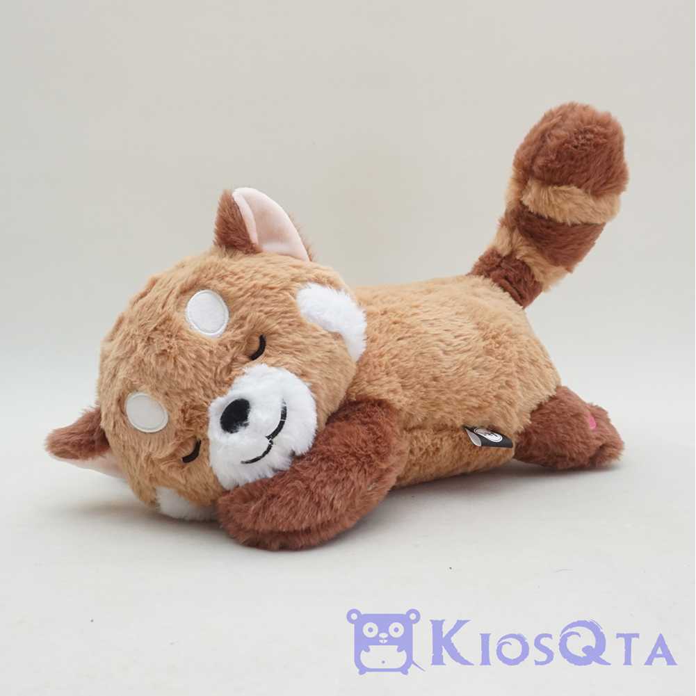 Jual boneka red panda raccoon rakun coklat tiarap tidur medium