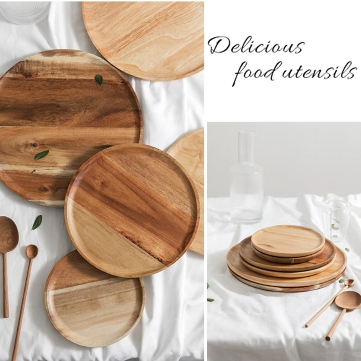 Jual SUPPLE Piring Kayu Bulat Acacia Japanese Dessert Plate