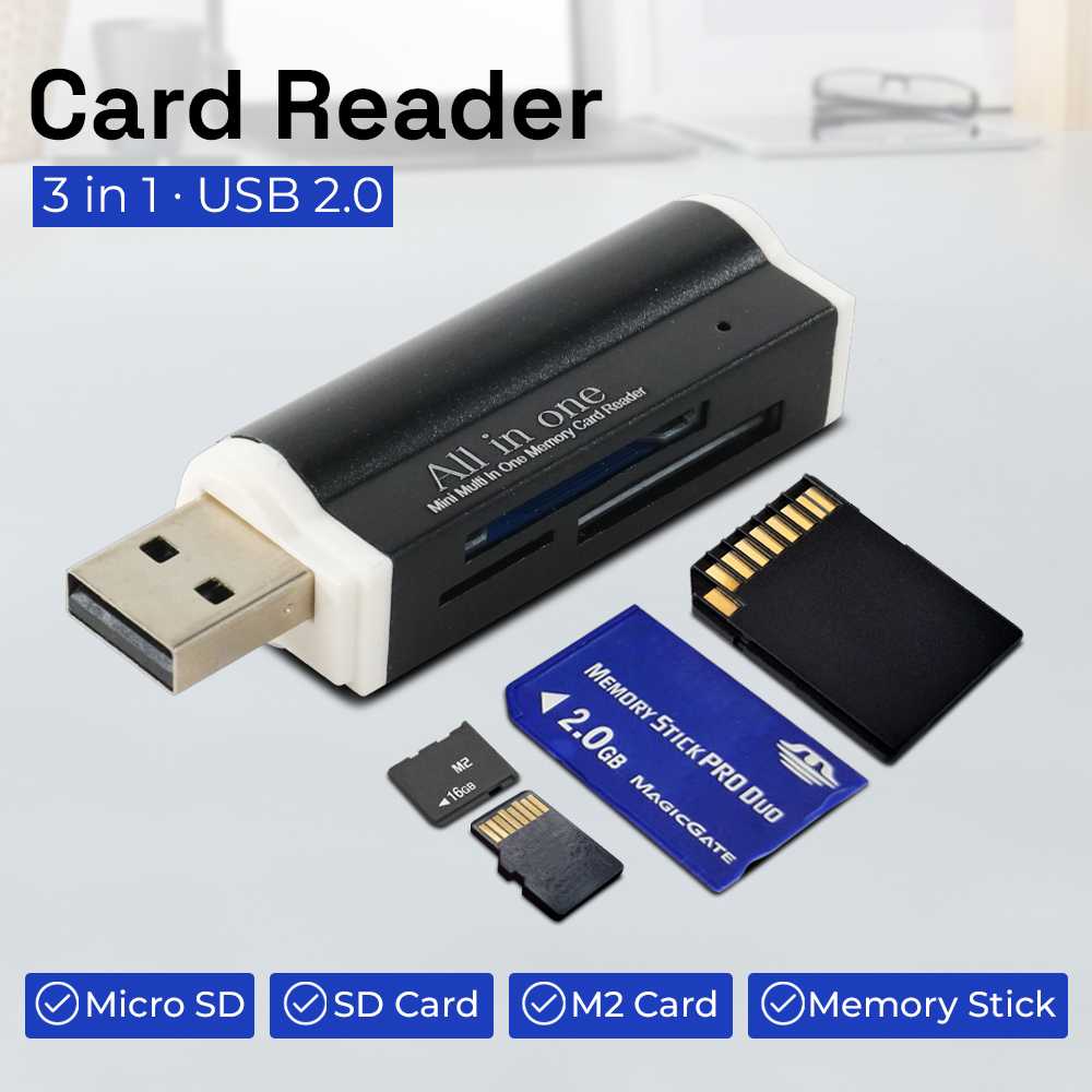 Jual All in One Card Reader 3in1 USB 2.0 OTG MicroSD M2 MMC