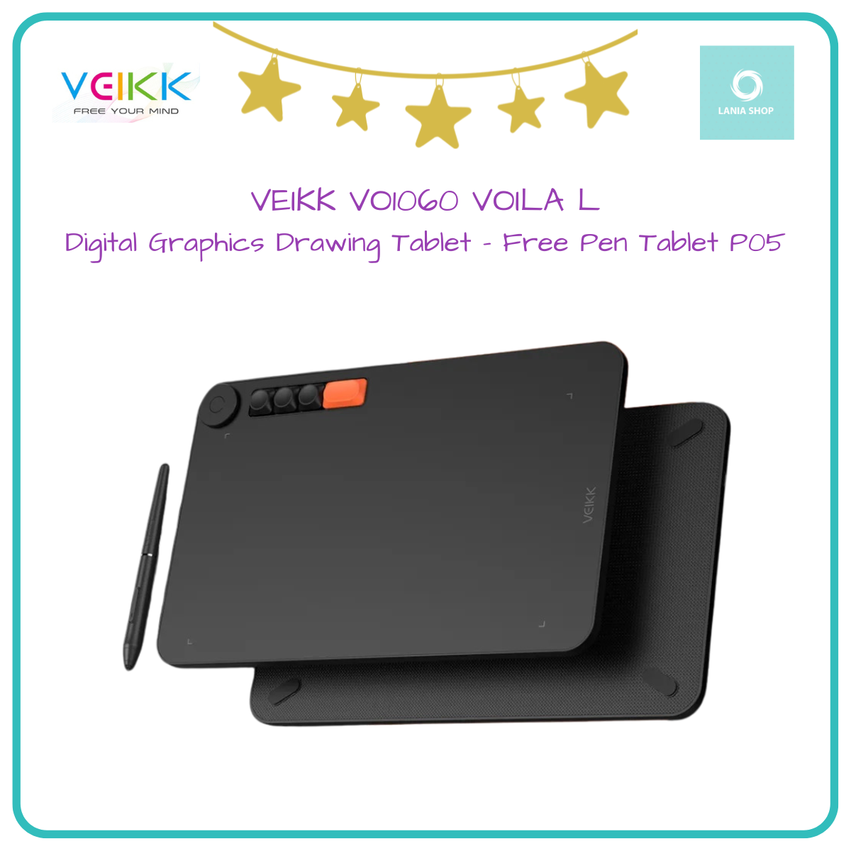 Jual VEIKK VO1060 VOILA L - Digital Graphics Drawing Tablet with
