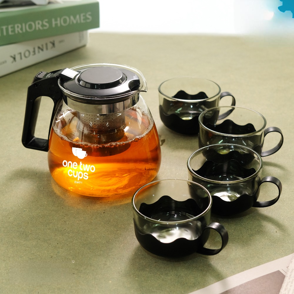 Jual Teko Teh Kaca Saringan Set 4 Gelas Teapot Set Infuser 950ml
