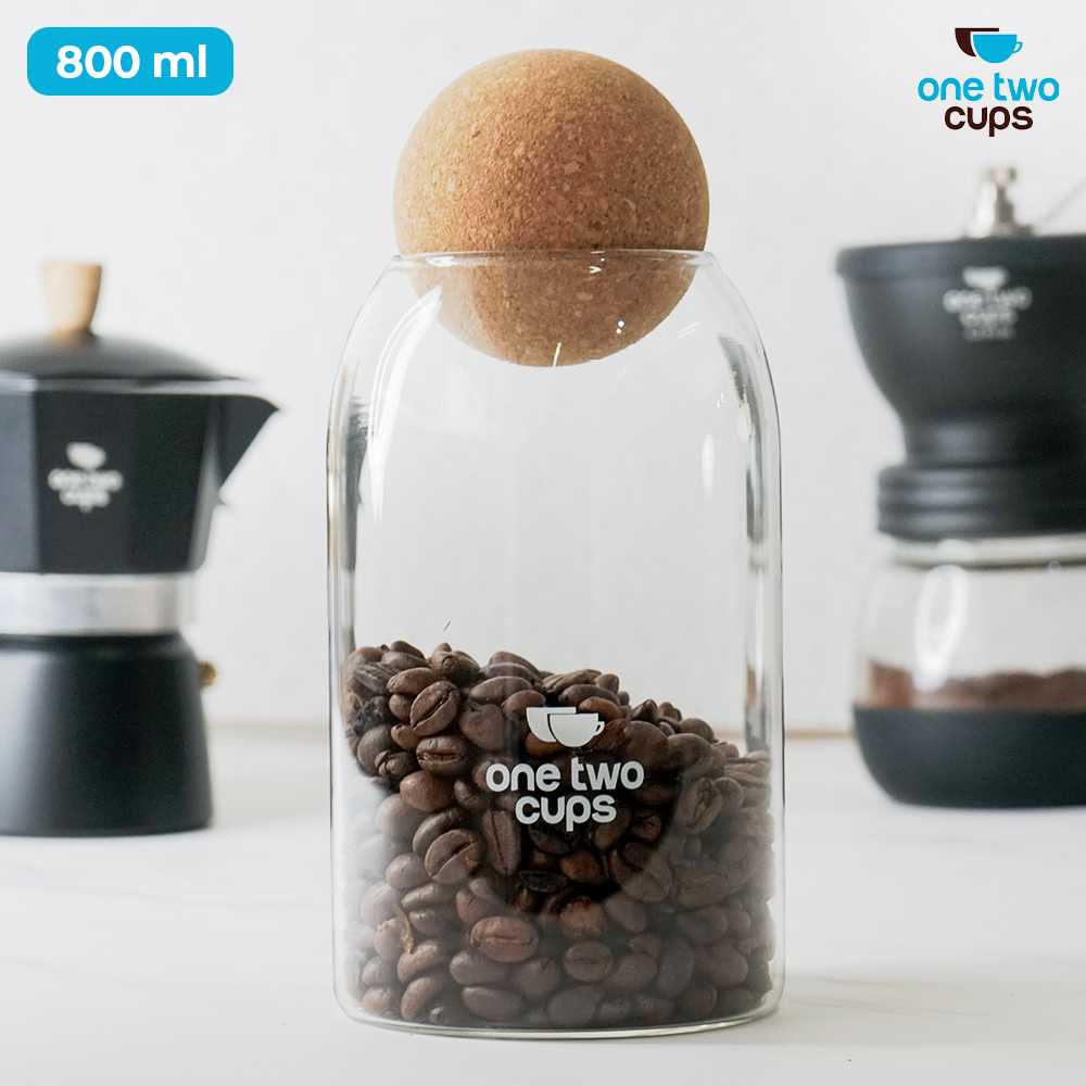Jual One Two Cups Toples Kaca Penyimpanan Makanan Cork Seal