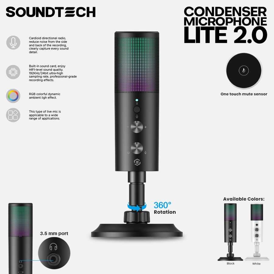 Jual SOUNDTECH Lite 2.0 USB Microphone Condenser Cardioid RGB