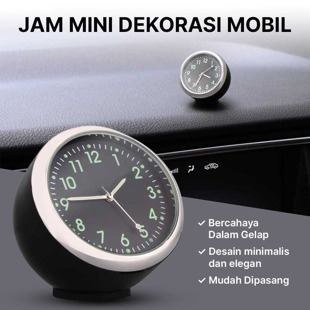 Jual Dekorasi Mobil Jam Mini Quartz Clock Luminous Glow in The