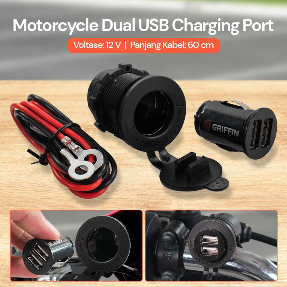 Jual GRIFFIN Dual USB Port Charging 12V for Motorcycle - QC2
