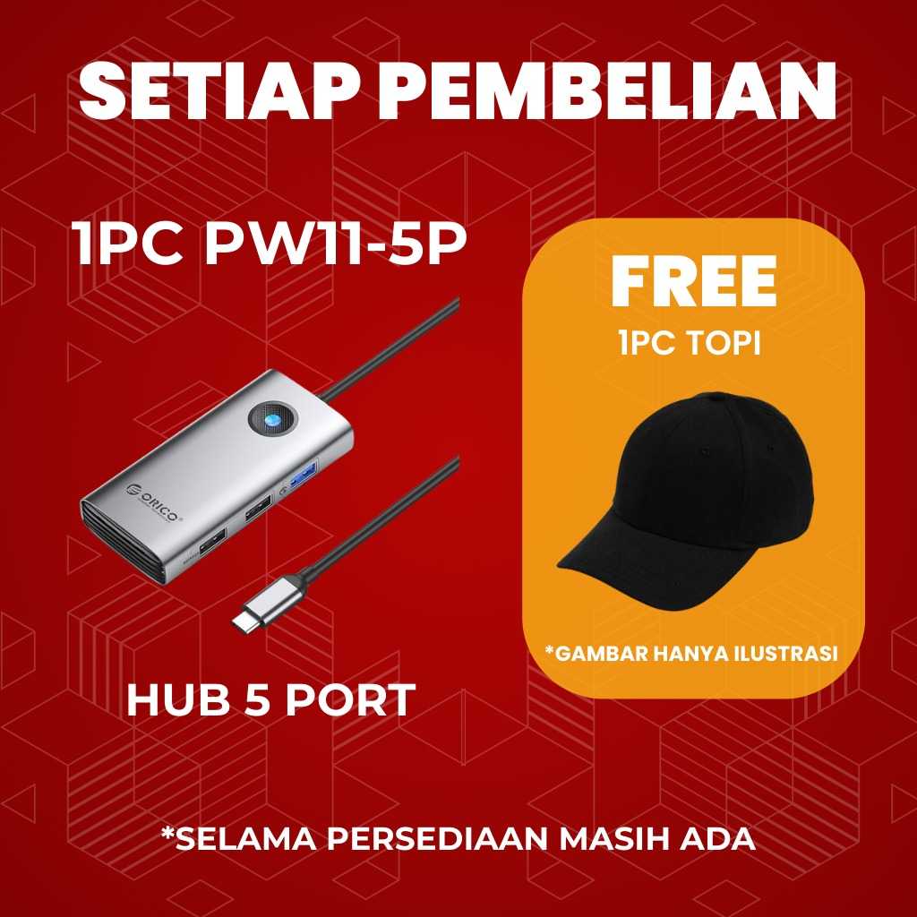 Jual ORICO PW11-5P Type C HUB 3 Port USB 5Gbps 1 Type C PD 60W
