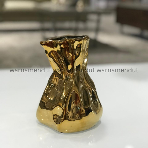 Jual Vas Dekorasi Gold Estetik Kado Wedding Gift Desain Elegan