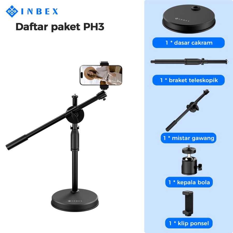 Jual INBEX PH3 Stand Overhead Phone Holder / Stand Foto Selfie