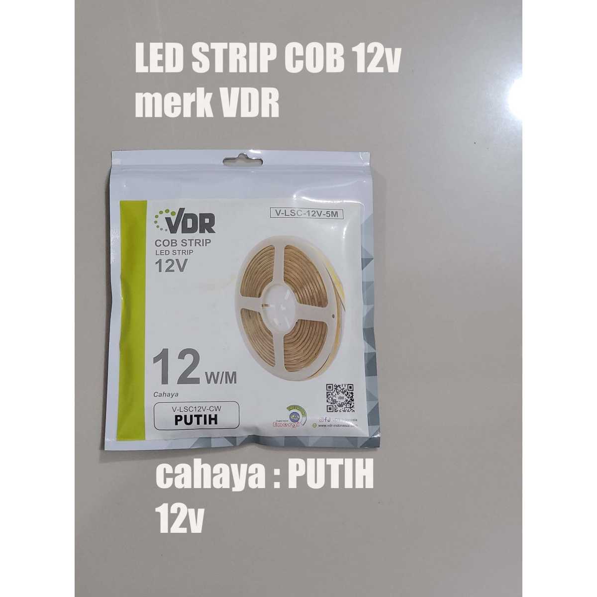 Jual VDR lampu led strip cob DC 12V 5 meter pro series IP33