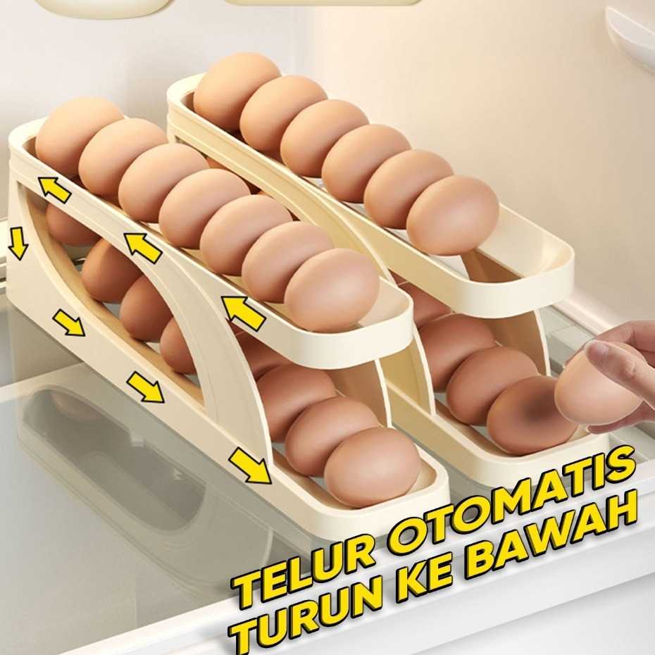 Jual Rak Telur 2 Tingkat Minimalis Rak Telur Gulir Otomatis