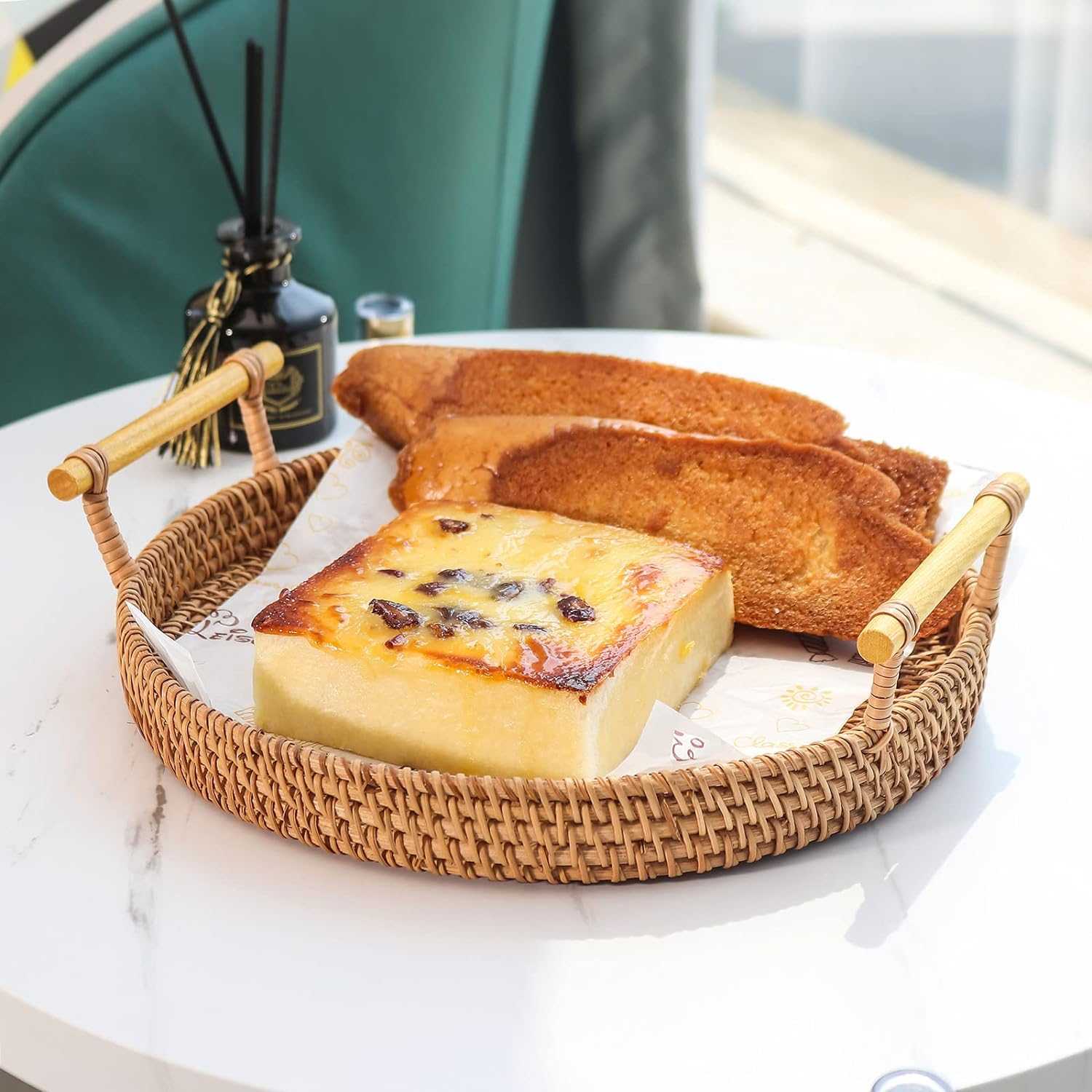 Jual Slyz Tatakan Nampan Rotan Fruit Tray Basket with Handle