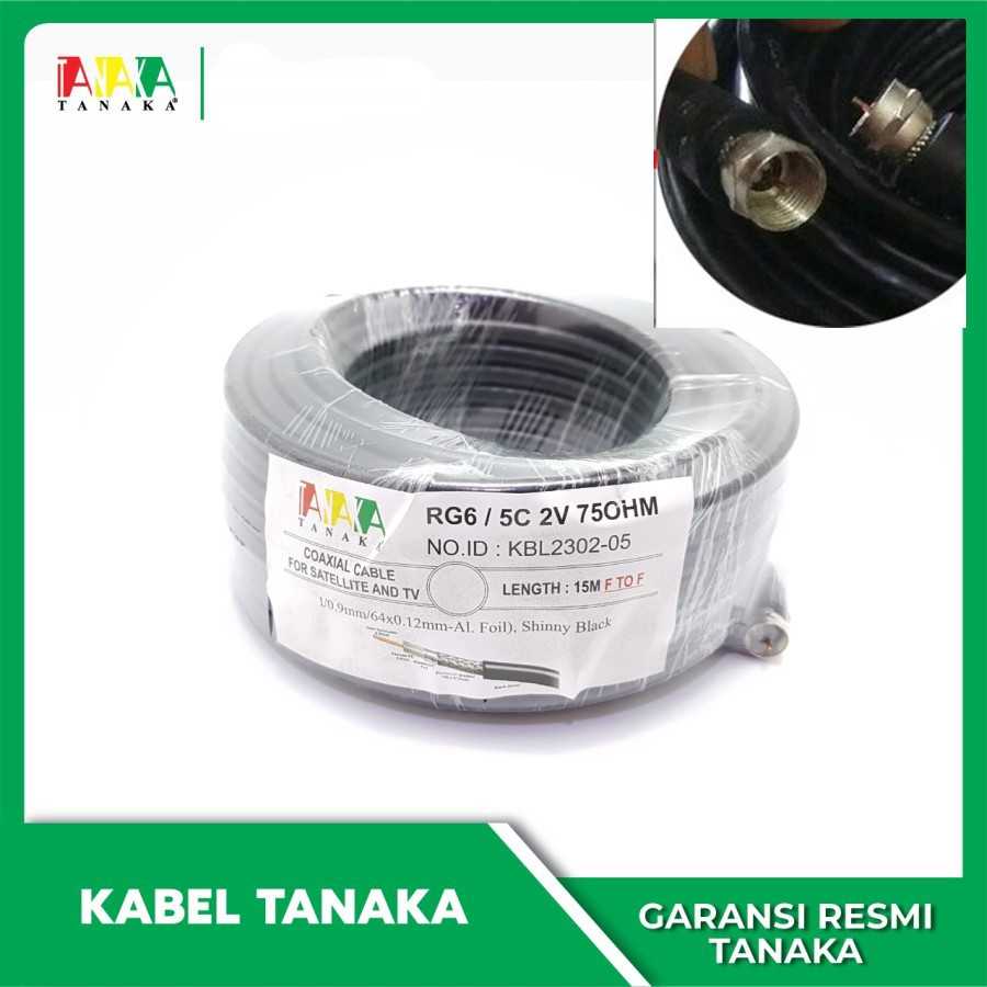 Jual TANAKA kabel antena tv 2 F 15 meter coaxial 5C 75 ohm F TO