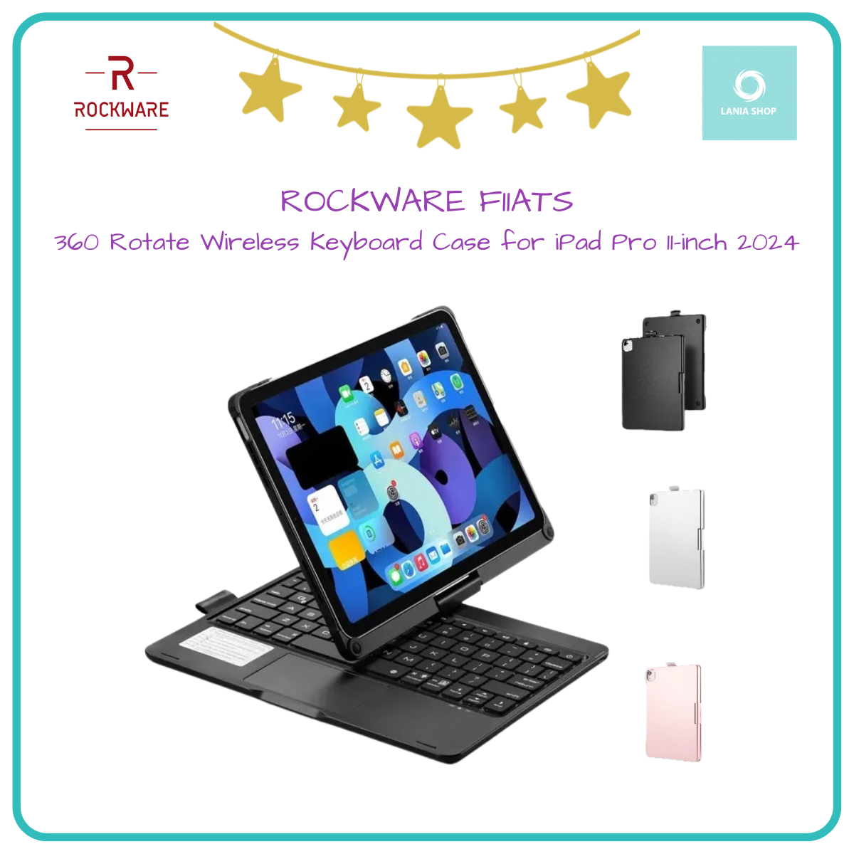 Jual ROCKWARE F11ATS - Wireless Keyboard Case for iPad Pro