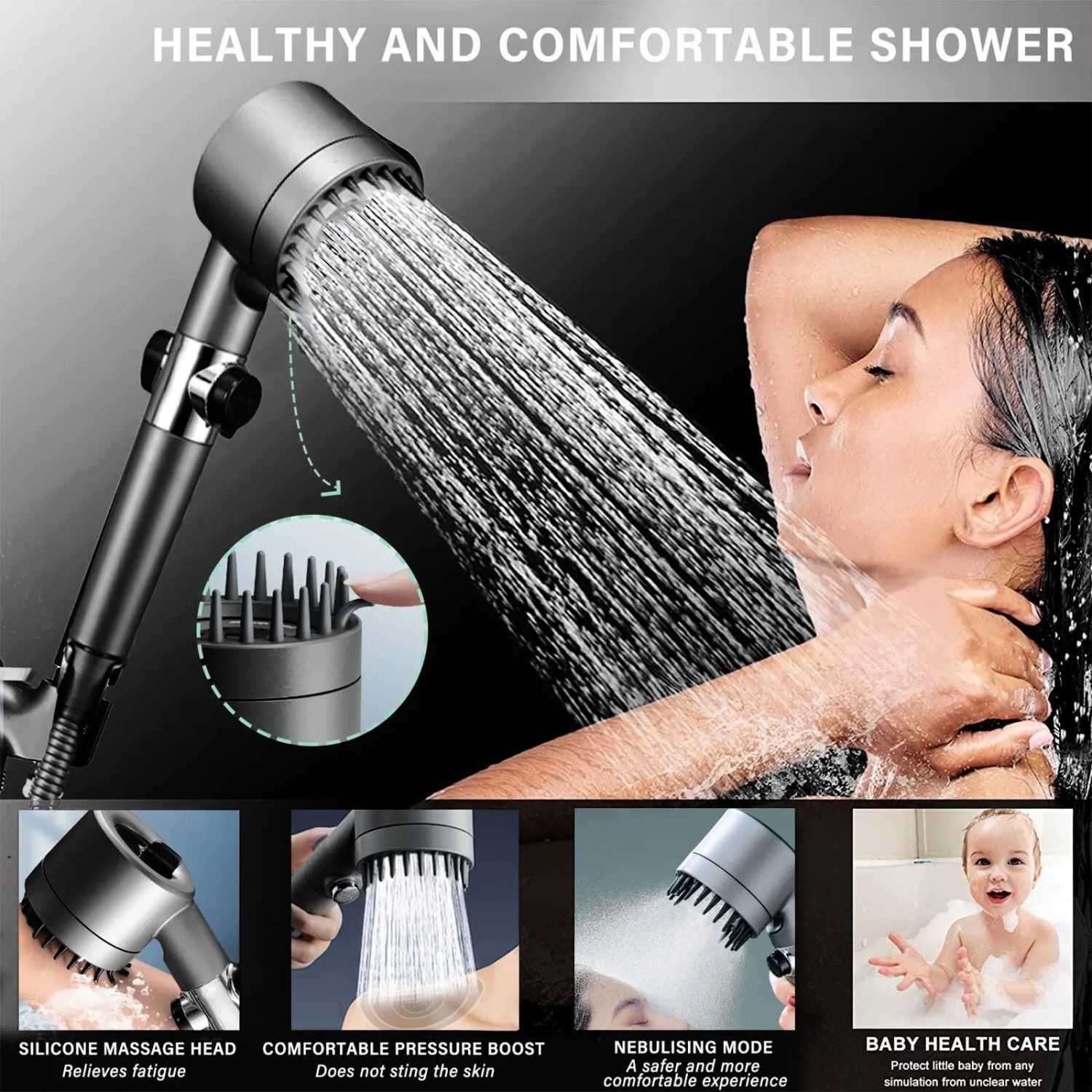 Jual CAVIE Kepala Shower Mandi High Pressure Adjustable Silicone