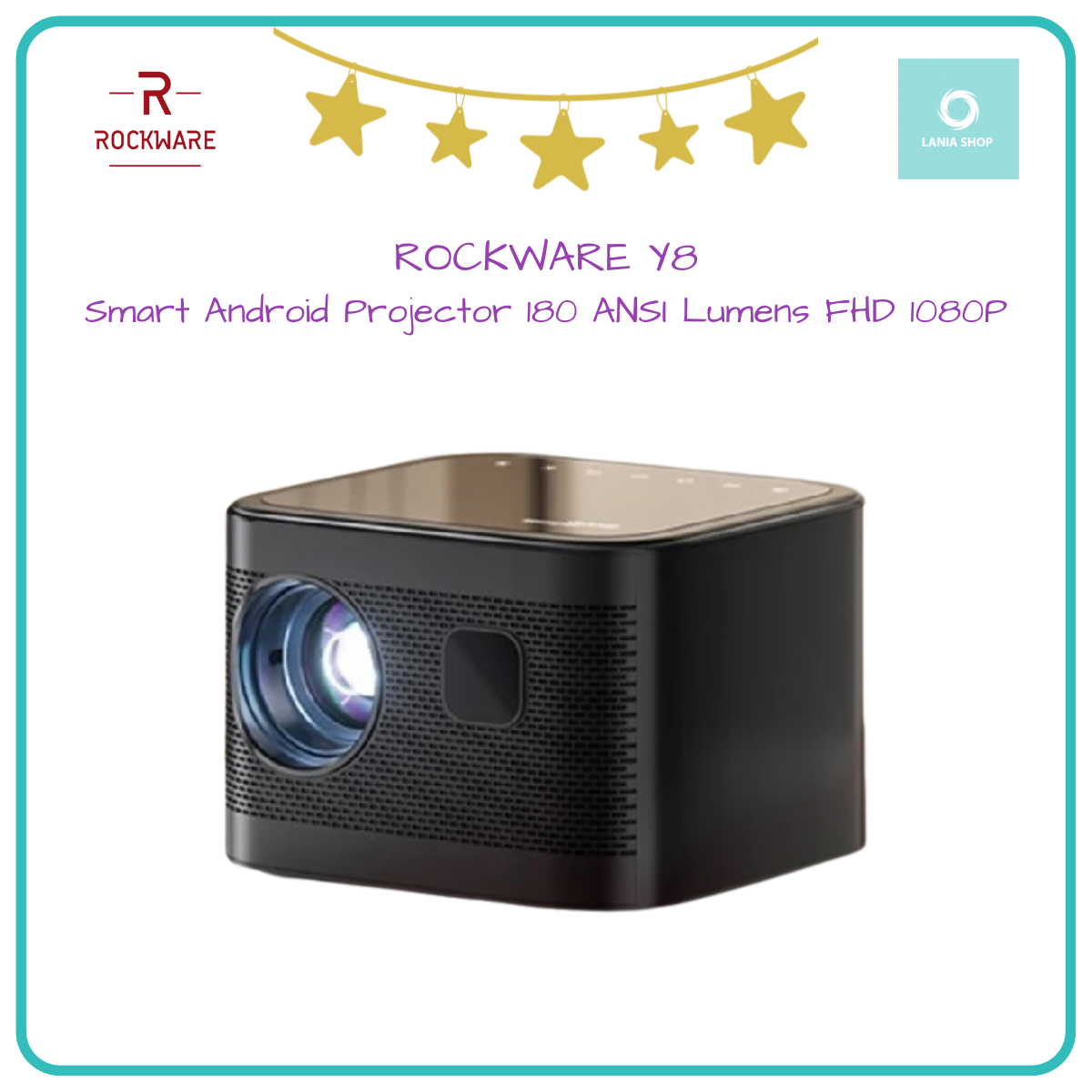 Jual ROCKWARE Y8 - Smart Android Projector 180 ANSI Lumens FHD