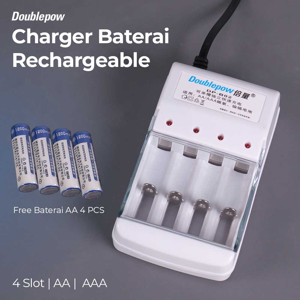 Jual Doublepow Charger Baterai Rechargeable 4 Slot AA AAA with