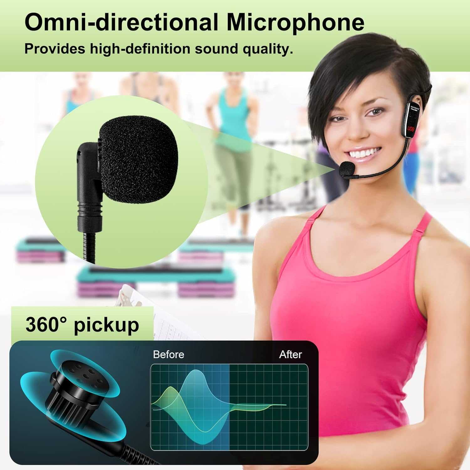 Jual XIAOKOA Wireless Microphone UHF Call Center LED with