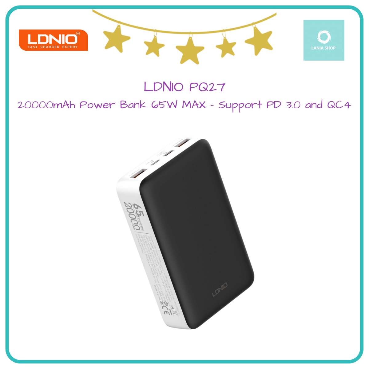 Jual LDNIO PQ27 - 20000mAh Power Bank 65W MAX - Support PD 3.0