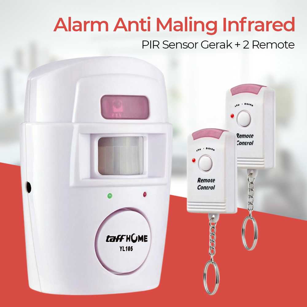 Jual TaffHOME Alarm Anti Maling Sensor Gerak Infrared PIR 105dB