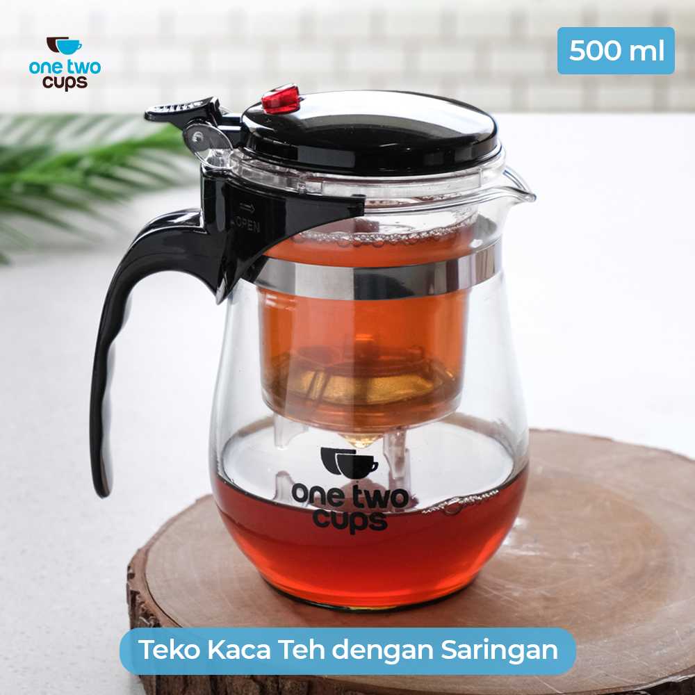 Jual One Two Cups Teko Teh Kaca Saringan Tahan Panas Infuser